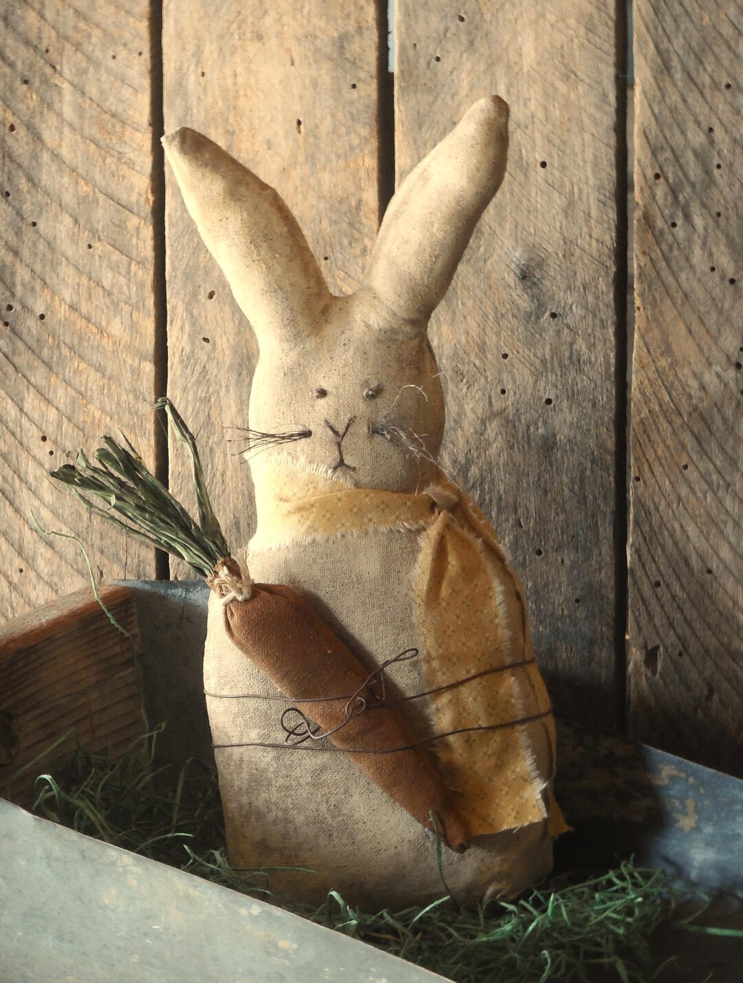 Primitive Grungy White Bunny Sitter Primitive Spring Farmhouse Spring ...