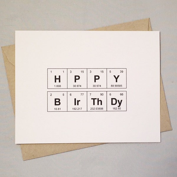Happy Birthday in Periodic Table - Etsy
