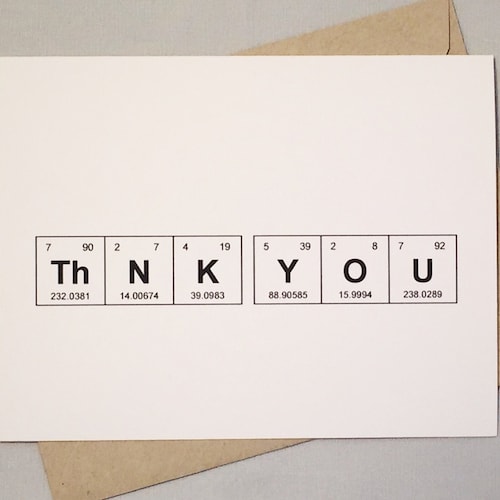 Thank You Chemistry Card Set Periodic Table of the Elements | Etsy