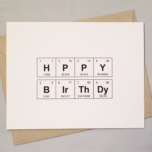 Happy Birthday Card Periodic Table of the Elements hppy - Etsy UK
