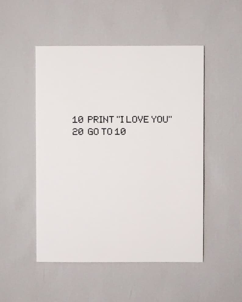 I Love You Forever BASIC Computer Programming Language Card / - Etsy