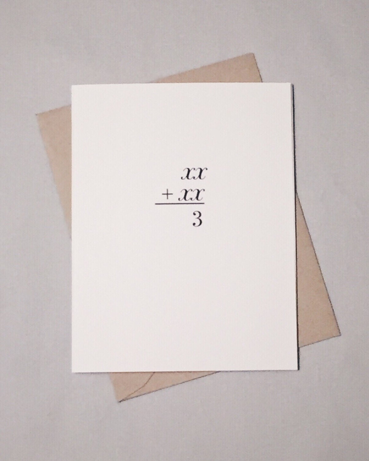 Baby Makes Three Equation Math Card / New Baby Congratulations Card ...