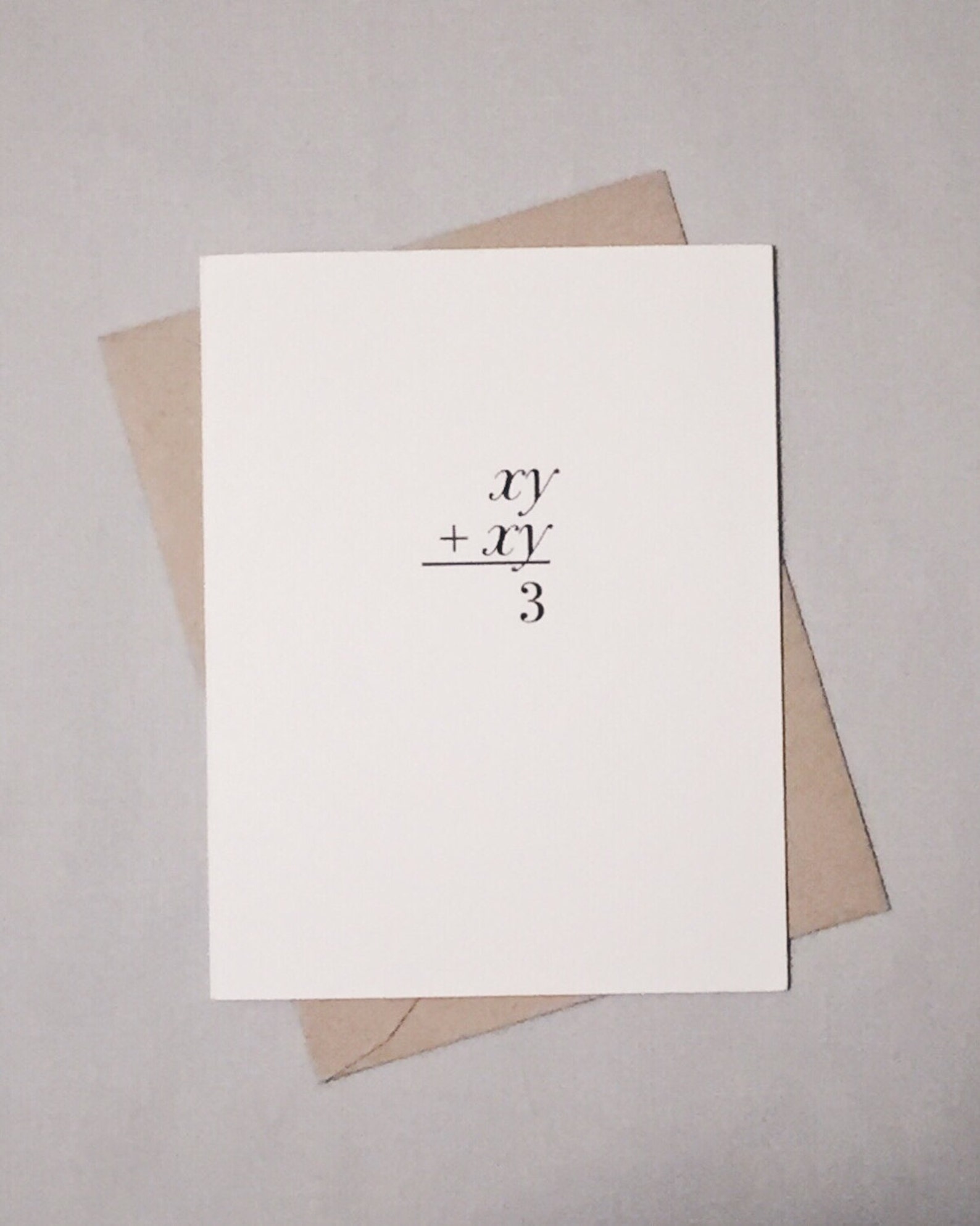 Baby Makes Three Equation Math Card / New Baby Congratulations Card ...