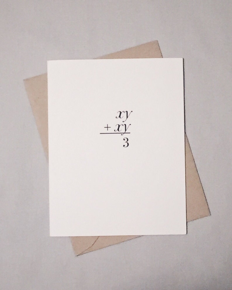 Baby Makes Three Equation Math Card / New Baby Congratulations | Etsy