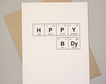 Happy Birthday Card Periodic Table of the Elements hppy | Etsy