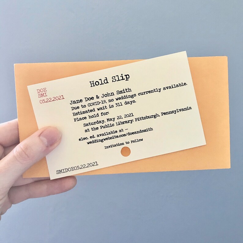 Library Hold Slip Wedding Postponement Announcement set of - Etsy