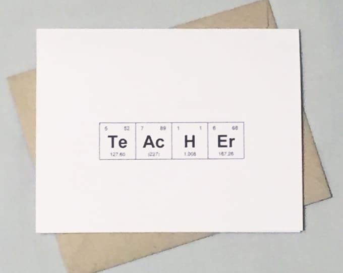 Chemistry Thank You Card, Periodic Table Card, Elements Card, Thank You ...