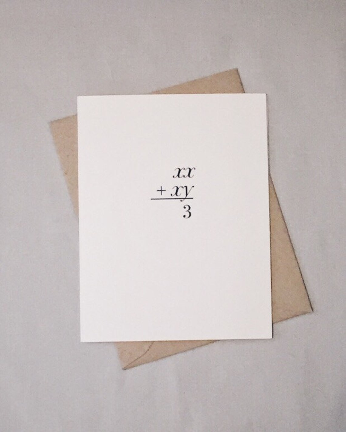 Baby Makes Three Equation Math Card / New Baby Congratulations Card ...
