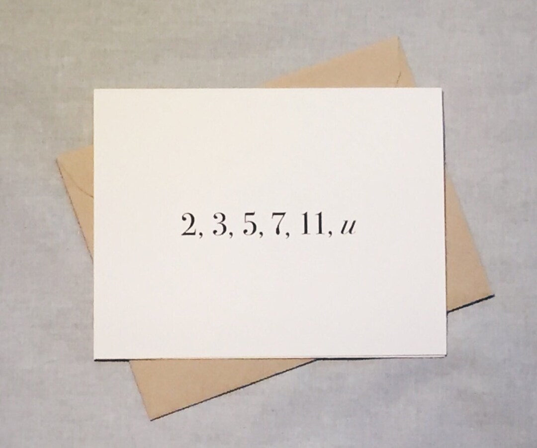 Geeky Love Equation Card / You Are My Prime Number / List of Prime ...