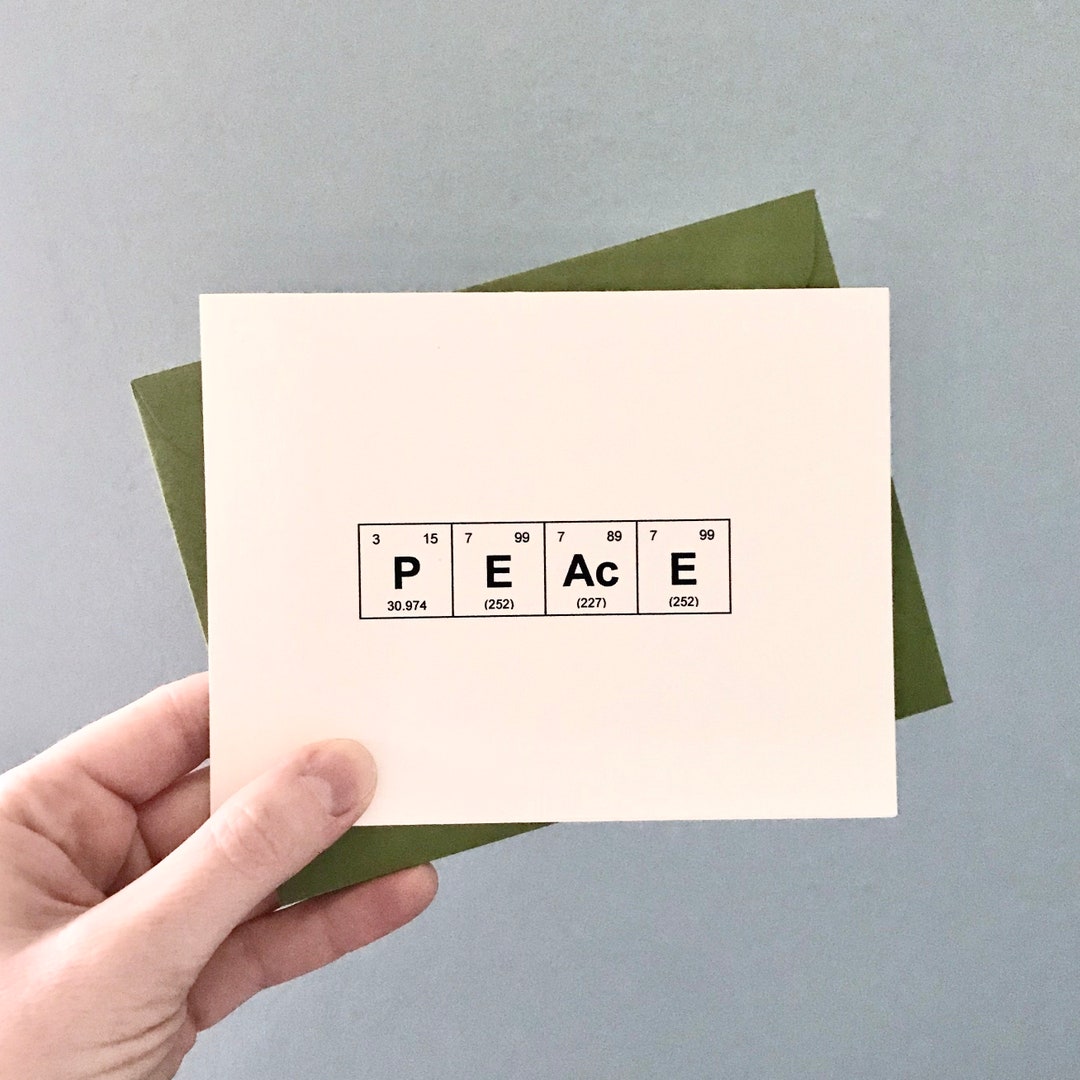 Christmas Card, Peace Chemistry Holiday Card, Periodic Table of the ...