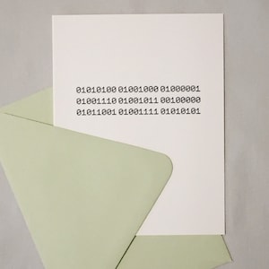 Binary Code Thank You Card / Thank You Card for Computer Programmers ...