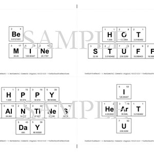 Print at Home/school Valentines/periodic Table of the Elements Mini ...