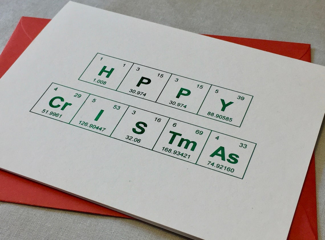 Christmas Chemistry Elements Card, Periodic Table Happy Christmas ...