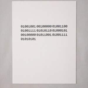 I Love You Binary Code Card / Geeky Card for Wedding / Anniversary ...