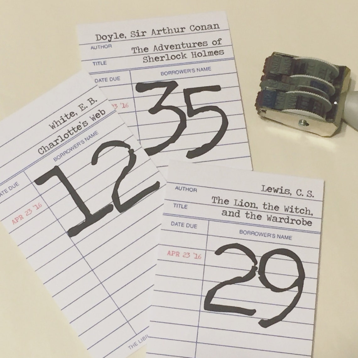 Library Wedding Borrower's Card Table Number Cards for - Etsy