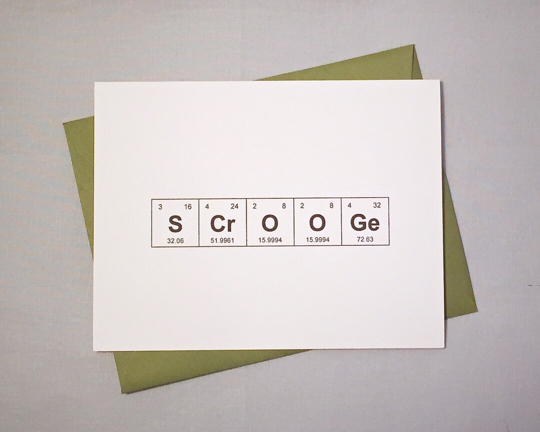 Christmas Chemistry Periodic Table of the Elements "scrooge" Holiday ...