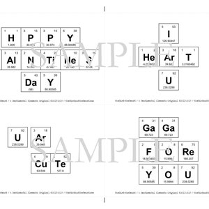 Print at Home/school Valentines/periodic Table of the Elements Mini ...