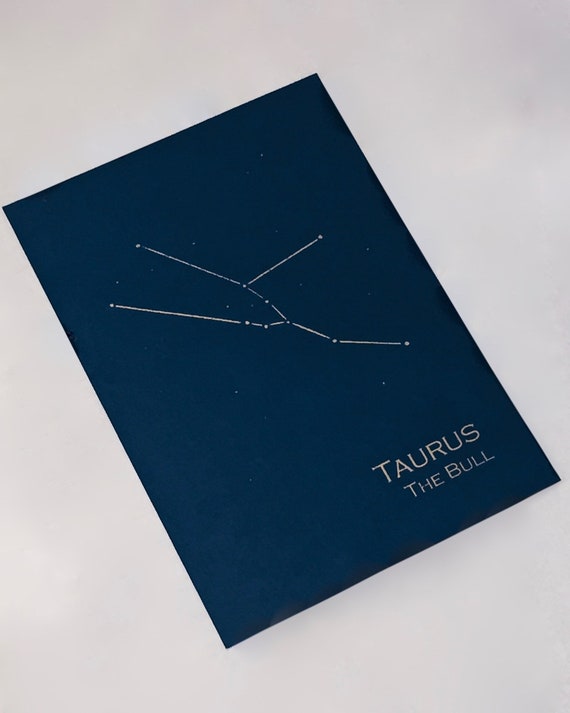 Taurus Constellation Zodiac Art Print / Gold Foil Wall Art / | Etsy