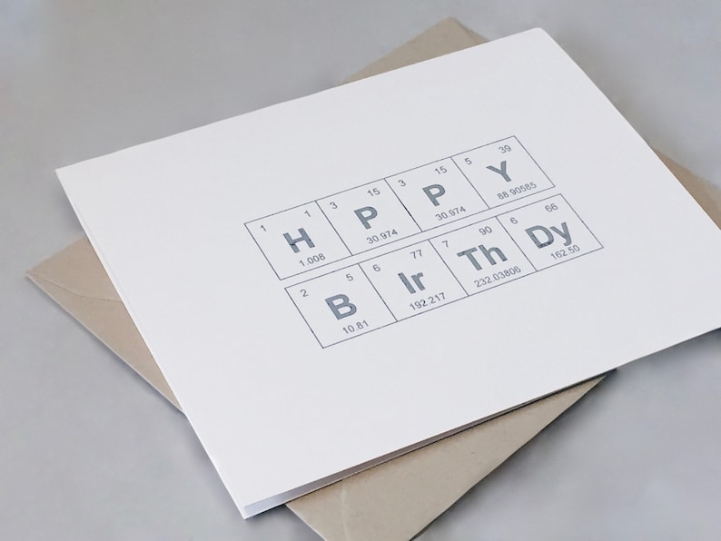 Metallic Birthday Card / Silver or Gold / Periodic Table of - Etsy