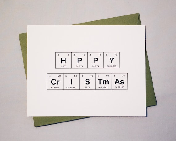 Happy Christmas Chemistry Card Periodic Table Merry | Etsy