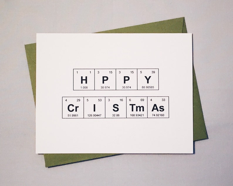 Happy Christmas Chemistry Card, Periodic Table, Merry Christmas Card ...