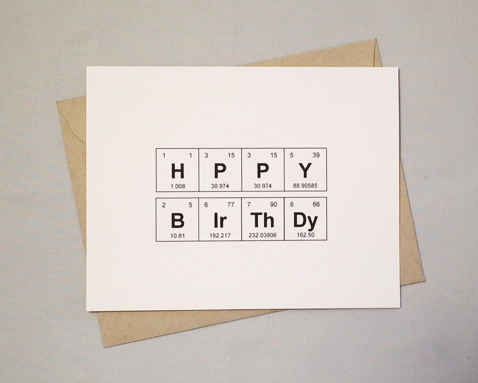 Happy Birthday Card Periodic Table of the Elements "hppy Birthdy" Bday ...
