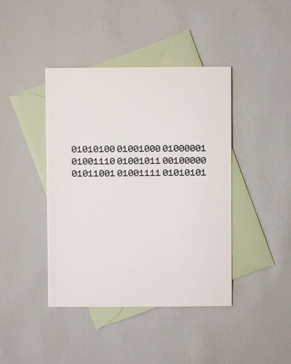 Binary Code Thank You Card / Thank You Card for Computer - Etsy