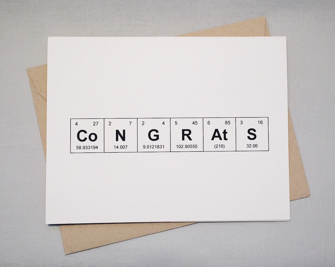 Congratulations Science Greeting Card Periodic Table of the Elements ...
