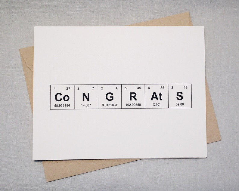 Congratulations Science Greeting Card Periodic Table Of The Elements