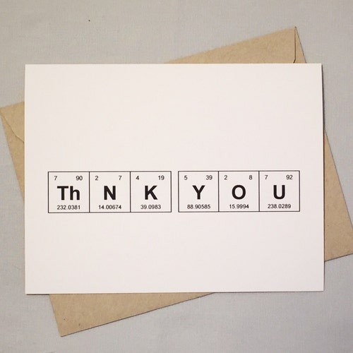 Geeky Greeting Card Thank You Periodic Table of the Elements - Etsy UK