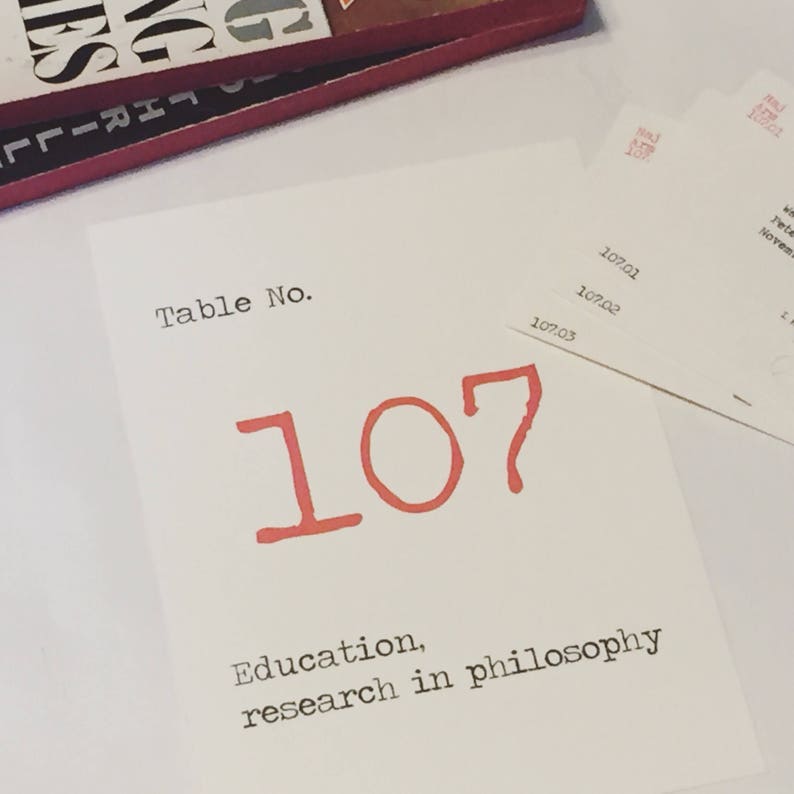 Library Wedding Dewey Decimal System Table Number Cards (set of 10 ...