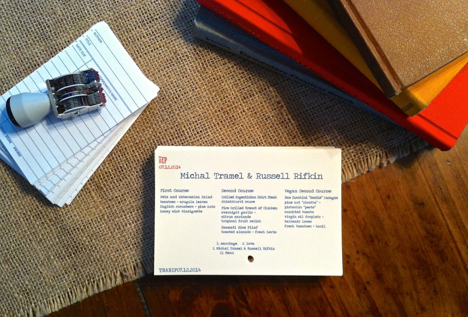 Library Wedding Catalog Card Menu Cards set of 25 - Etsy