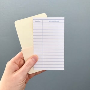 Library Card Date Due Slips/checkout Out Cards With Library Book ...