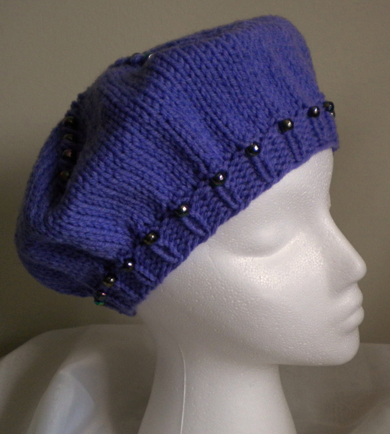 Knit Beret PATTERN With Beads / Knit Beaded Beret Pattern / Knit Hat ...
