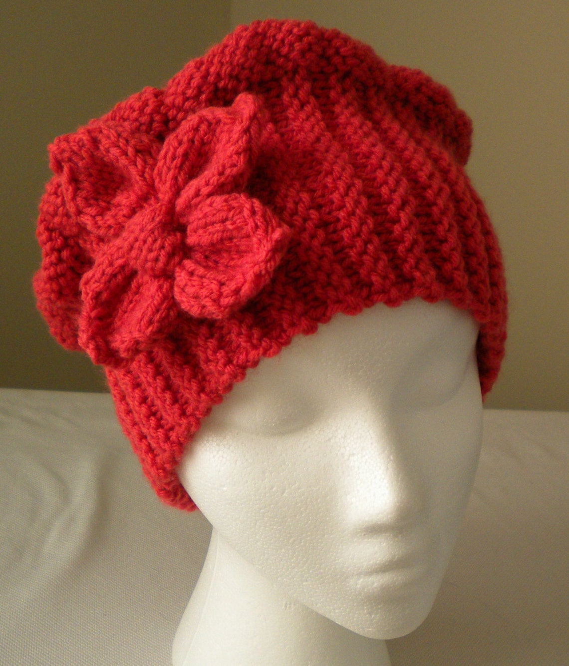 Knit Cloche Hat PATTERN With Flower / Knit Cloche Pattern / Knit Beanie ...