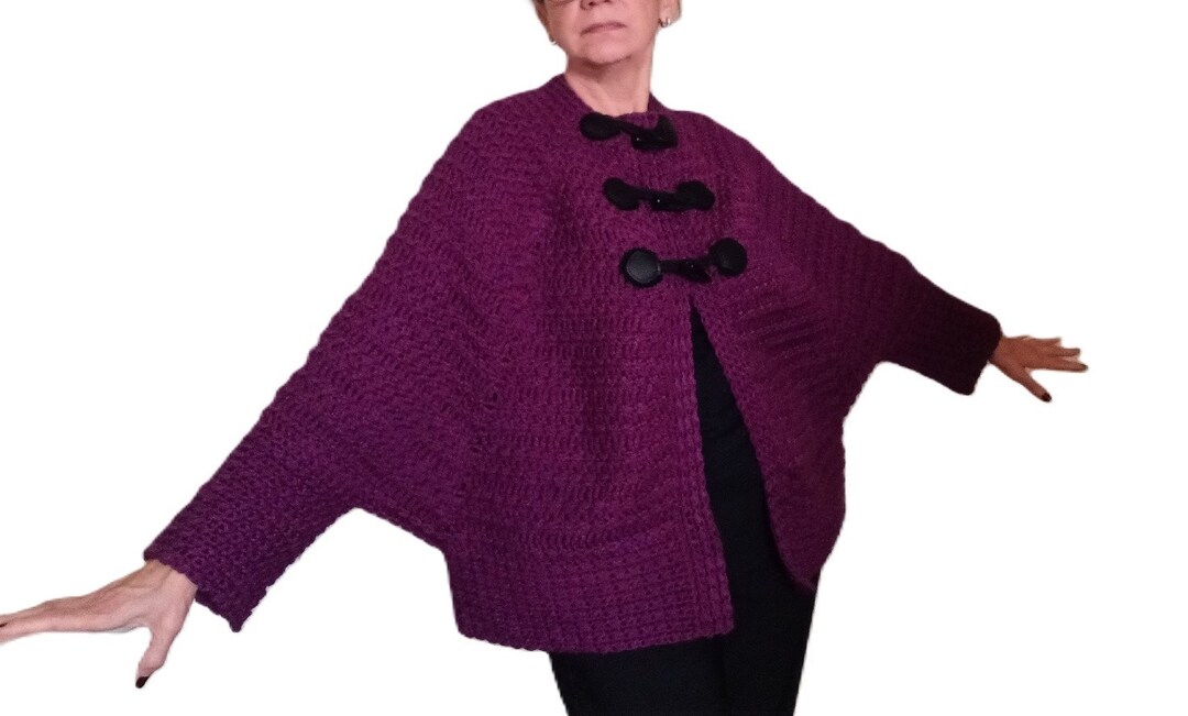 Crochet Bat Wing Cape Pattern: Serafina - Poncho With Sleeves (PDF ...