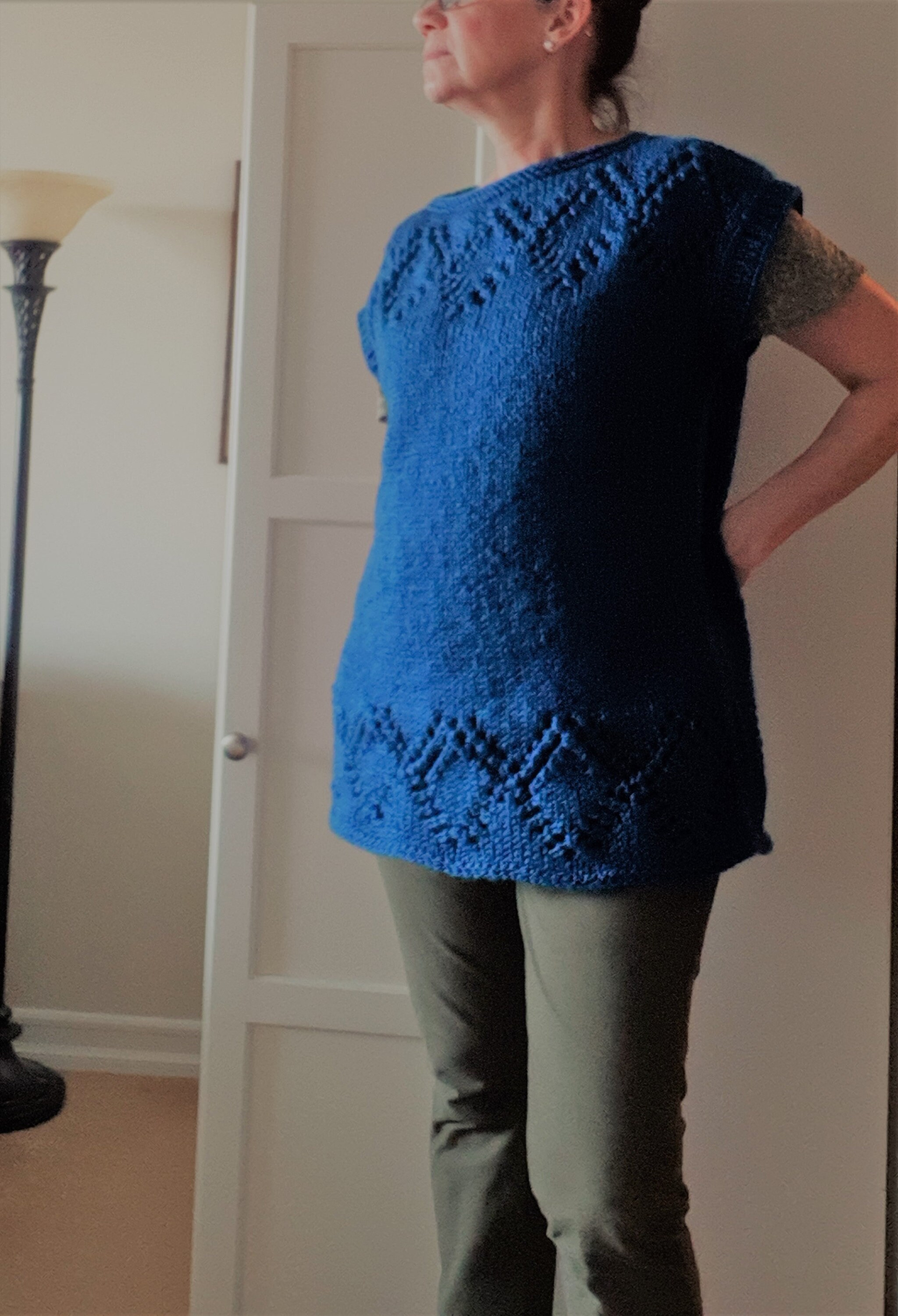 Knit Oversized Sweater Vest PATTERN- Diamond / Knit Pullover Sweater ...
