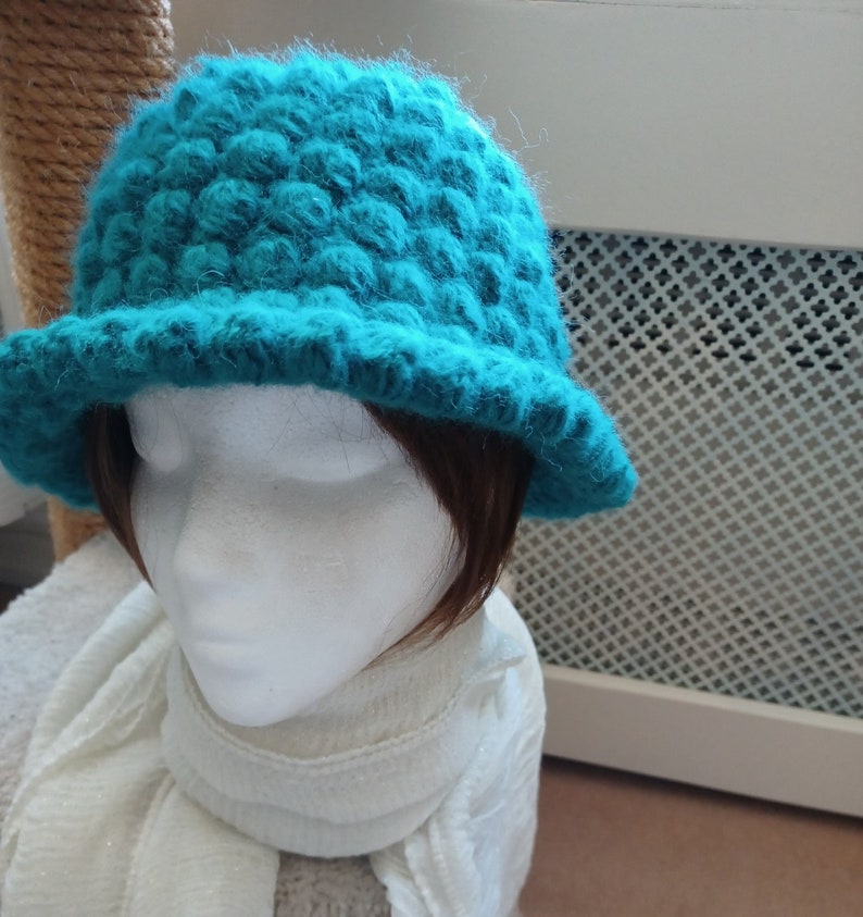 Crochet Cobblestone Bucket Hat Pattern: Bobble Brim, Fuzzy Alpaca (PDF ...