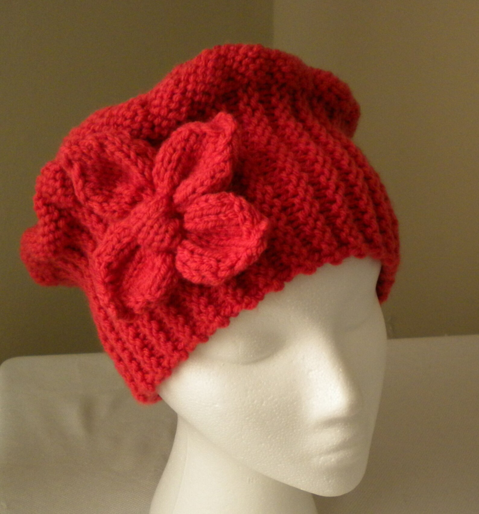 Knit Cloche Hat PATTERN With Flower / Knit Cloche Pattern / Knit Beanie ...