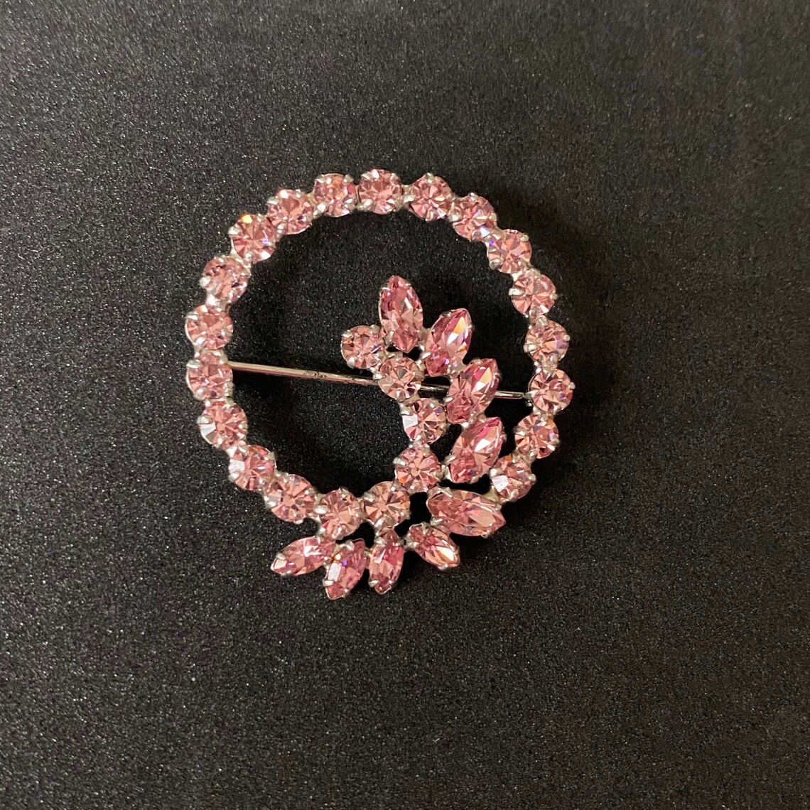 Vintage B David Pink Crystal Brooch - Etsy
