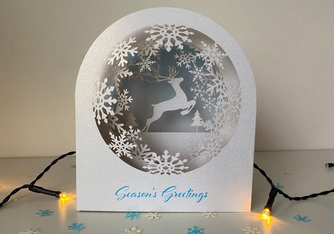 3D Pop-up Snow Globe Reindeer Christmas Card - Etsy