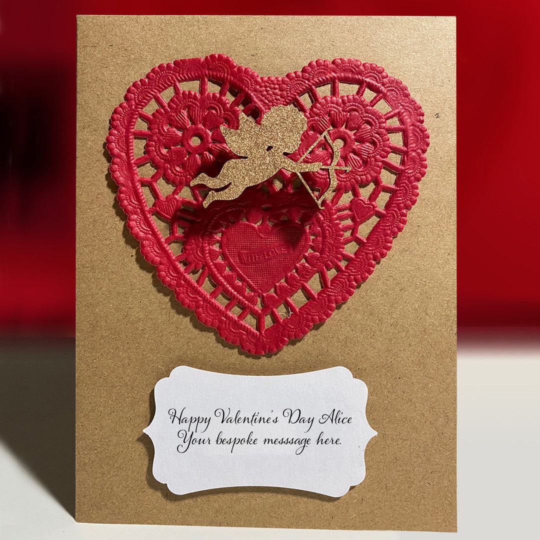 Personalised Valentine's Card With Wearable Wooden Cupid Badge - Etsy UK