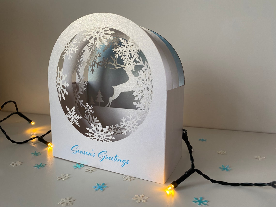 3D Pop-up Snow Globe Reindeer Christmas Card - Etsy