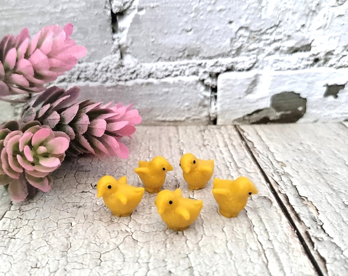 Set of 5 - 1/2" Vintage MINI Chicks - Fairy Garden - Terrarium - Mini ...