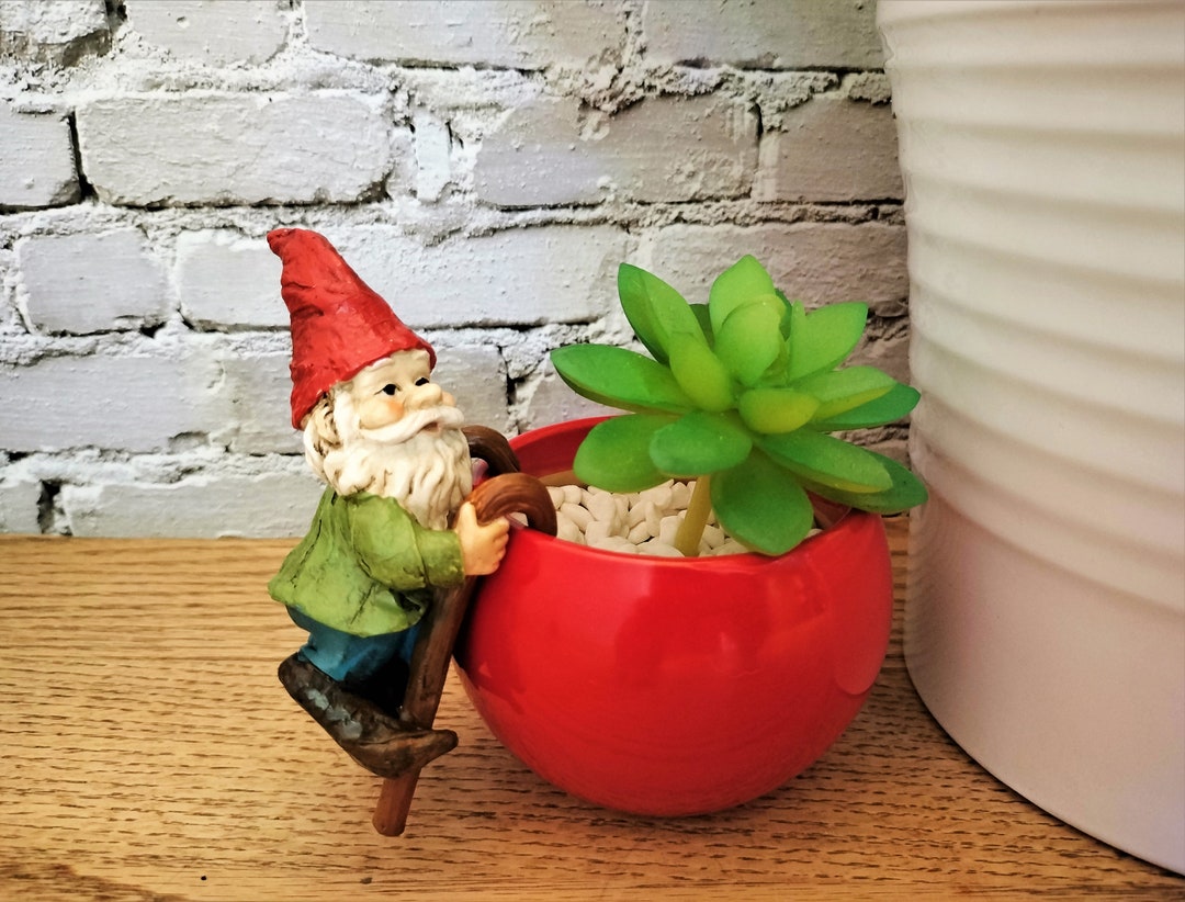 Mini Gnome Pot Hugger Fairy Garden Terrarium Plant Decoration Mini ...