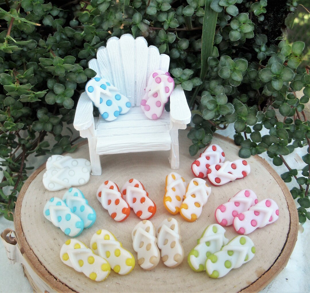 ONE Pair Mini Polka Dot Flip Flop - Buttons - Fairy Garden - Beach ...