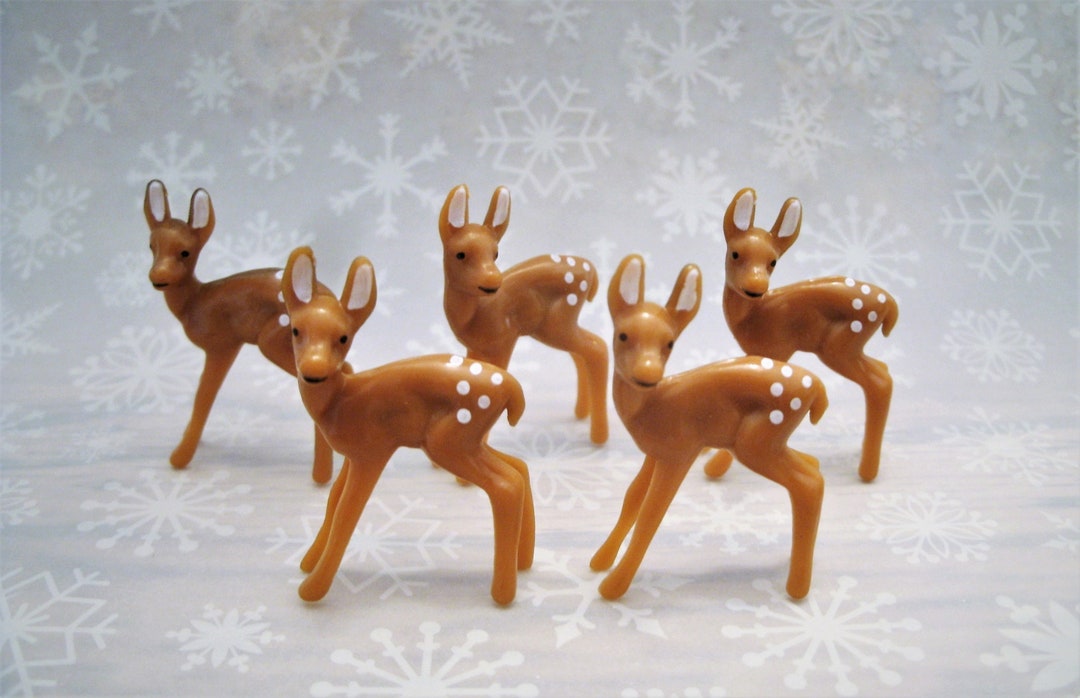 Set of TWO - 1 1/4" MINI Plastic Deer - Fawn - Terrarium - Fairy Garden ...