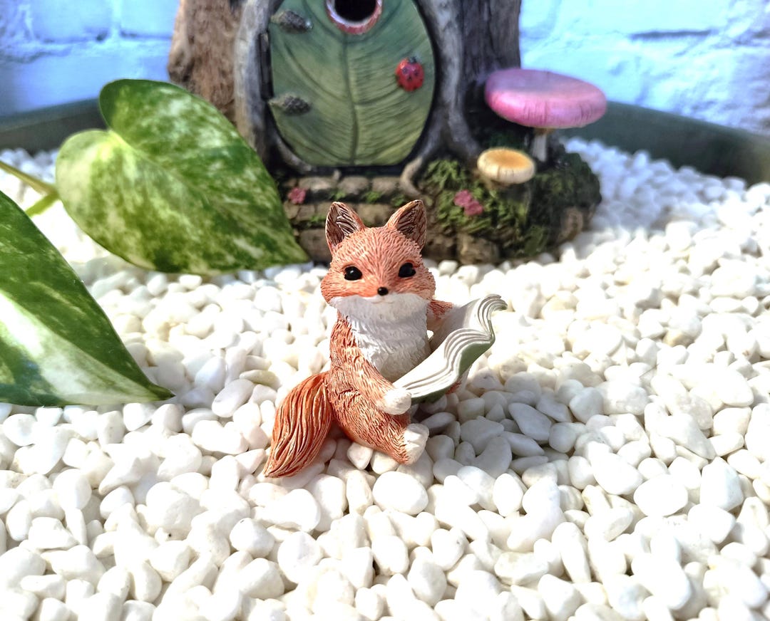 1 3/4" MINI Reading Fox - Fairy Garden - Terrarium - Miniature Garden ...