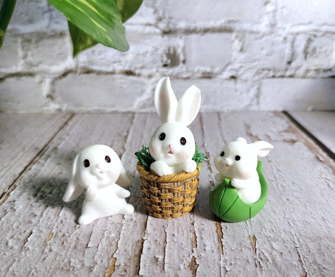 MINI Spring Bunny Collection - Set of 3 - White Bunnies - Fairy Garden ...