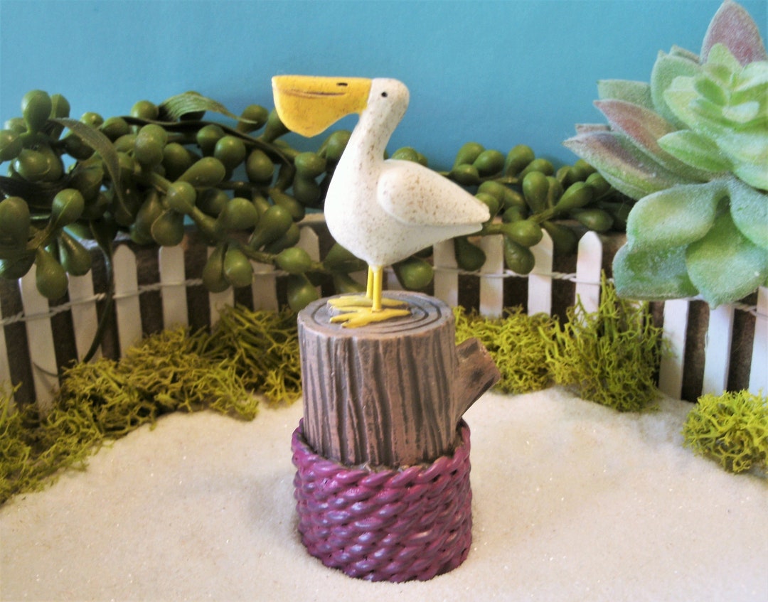 3 1/2" Whimsical Mini Pelican on a Pier - Fairy Garden - Beach Garden ...